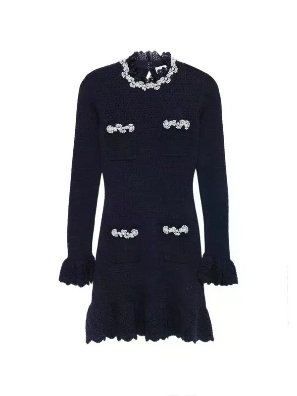 SELF-PORTRAIT Bead-embellished Mini Dress - Blue