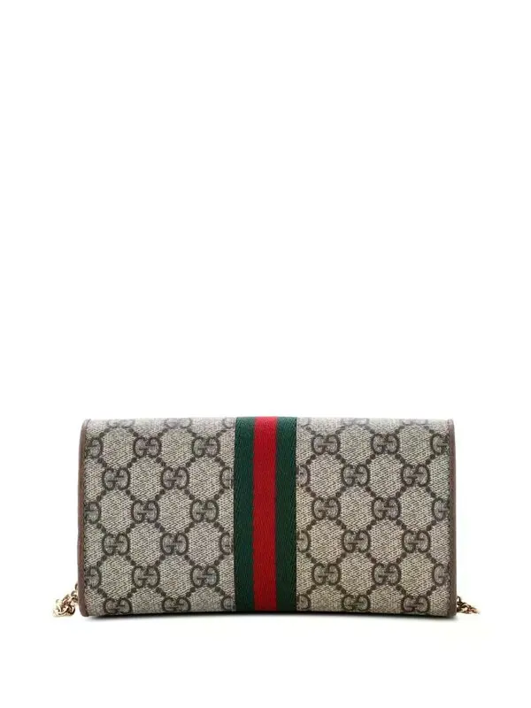 Gucci Ophidia Chain Wallet Gg Coated Canvas Cross Body Bag - Brown