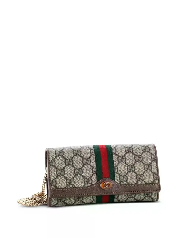 Gucci Ophidia Chain Wallet Gg Coated Canvas Cross Body Bag - Brown