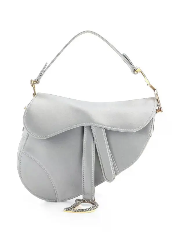 Dior Saddle Handbag Satin With Crystals Mini Shoulder Bag - Blue