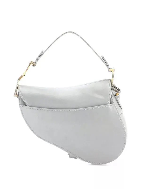 Dior Saddle Handbag Satin With Crystals Mini Shoulder Bag - Blue