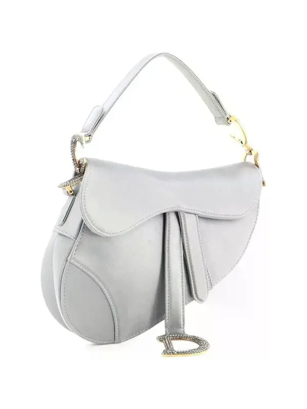 Dior Saddle Handbag Satin With Crystals Mini Shoulder Bag - Blue