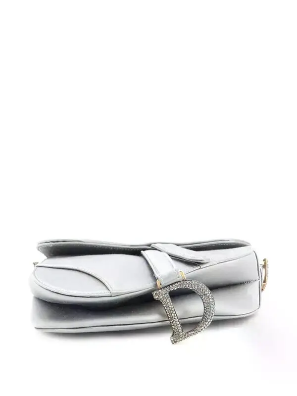 Dior Saddle Handbag Satin With Crystals Mini Shoulder Bag - Blue