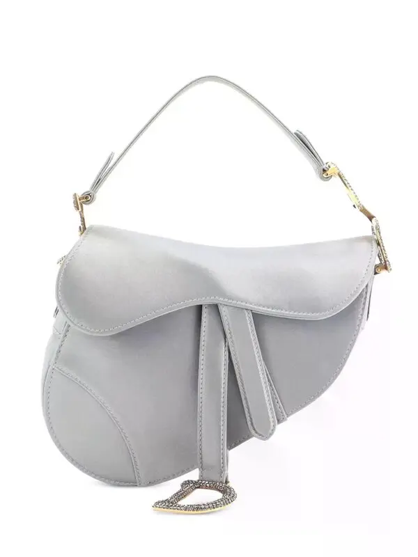 Dior Saddle Handbag Satin With Crystals Mini Shoulder Bag - Blue