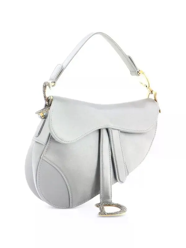 Dior Saddle Handbag Satin With Crystals Mini Shoulder Bag - Blue