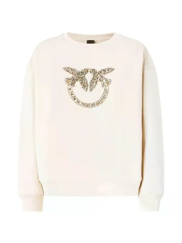 Pinko Love Birds Crystal-embellished Sweatshirt