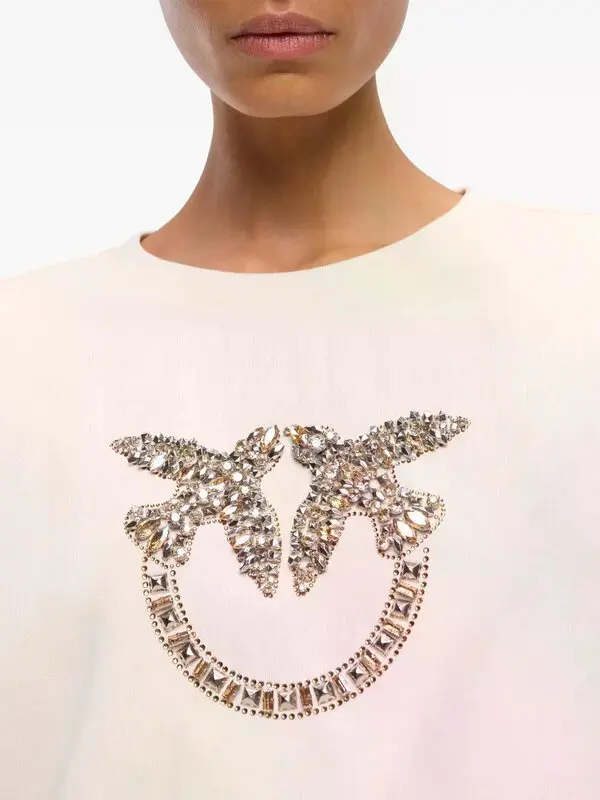 Pinko Love Birds Crystal-embellished Sweatshirt