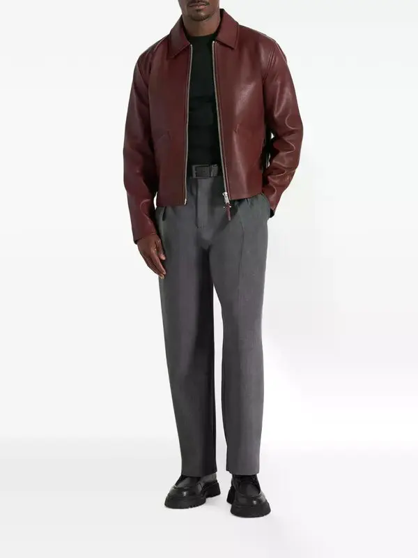 Manière De Voir Yves In Wine Minimal Leather Jacket