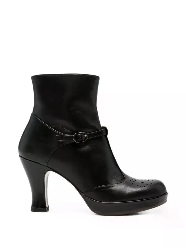 Chie Mihara Perforated Buckled Boots - Black