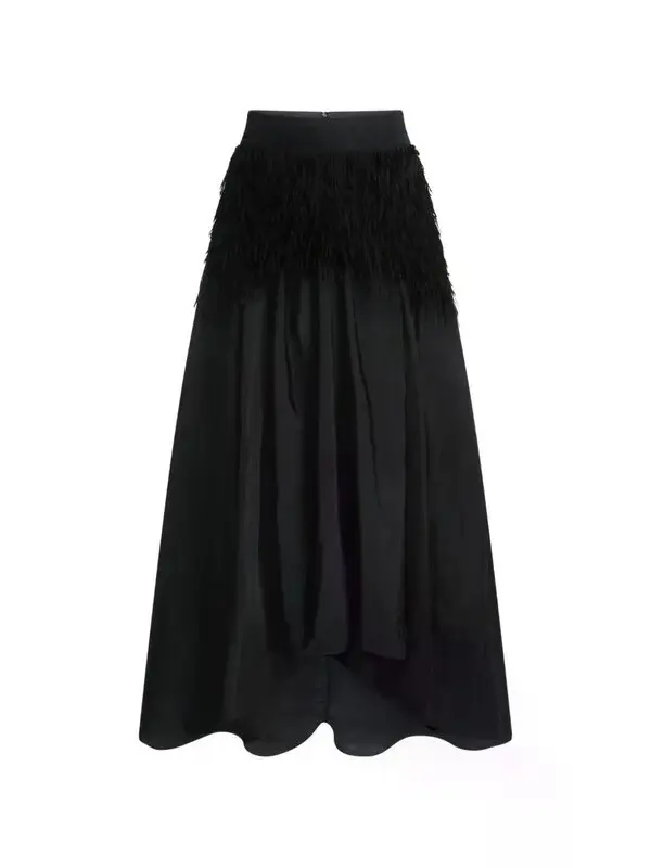 Karl Lagerfeld Fringe Trim High-low Skirt - Black