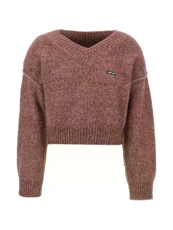 ROTATE BY BIRGER CHRISTENSEN Logo-patch V-neck Sweater - Red