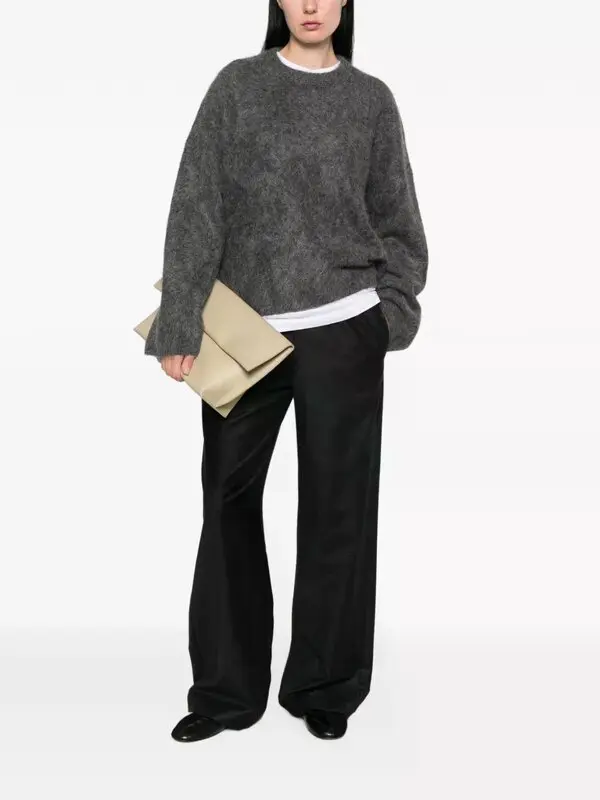 Soft Goat Brushed-knit Crew-neck Sweater