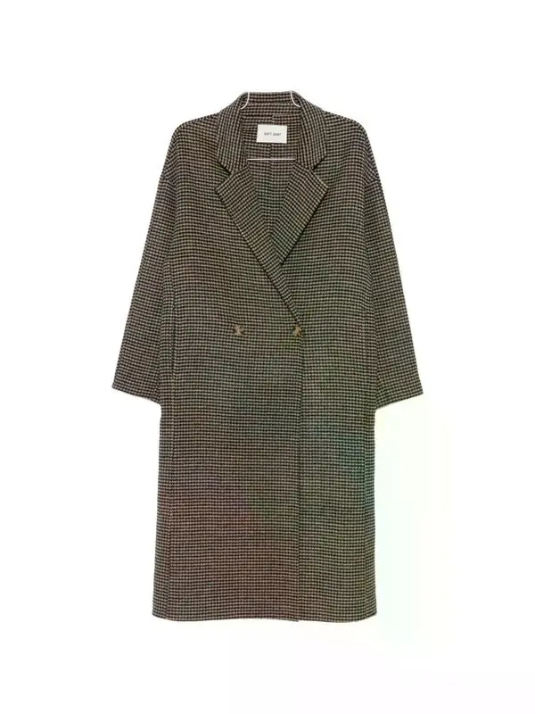Soft Goat Houndstooth Double-breasted Coat