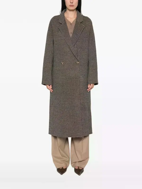 Soft Goat Houndstooth Double-breasted Coat
