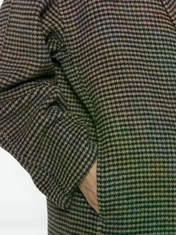 Soft Goat Houndstooth Double-breasted Coat