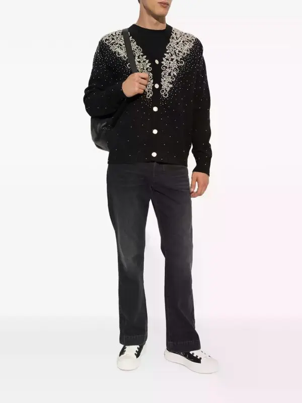 Amiri Beaded Floral-embroidered Cardigan