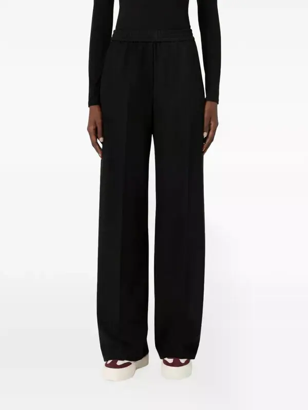 Max Mara Elasticated-waistband Pressed-crease Trousers - Black