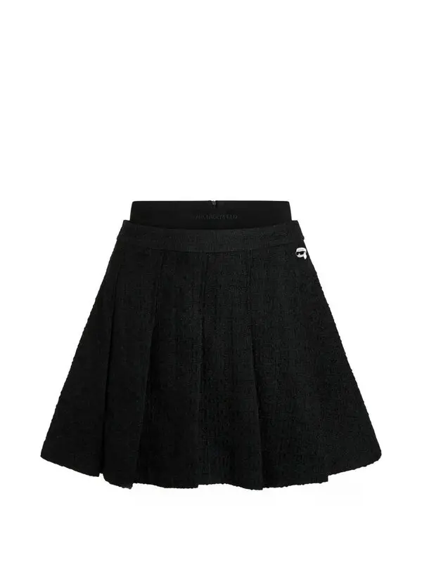 Karl Lagerfeld Ikon Bouclé Pleated Skirt