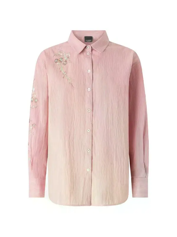 Pinko Striped Shirt With Floral Embroidery