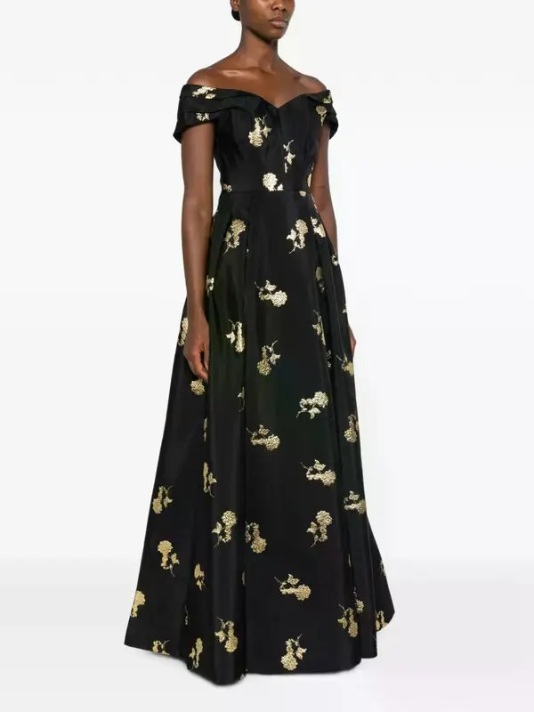 Rebecca Vallance Mariya Floral-jacquard Gown - Black