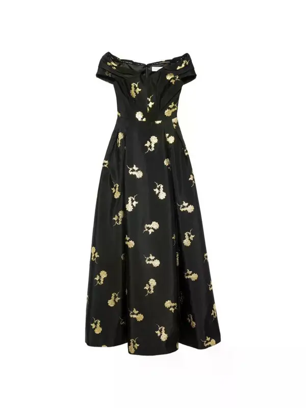 Rebecca Vallance Mariya Floral-jacquard Gown - Black
