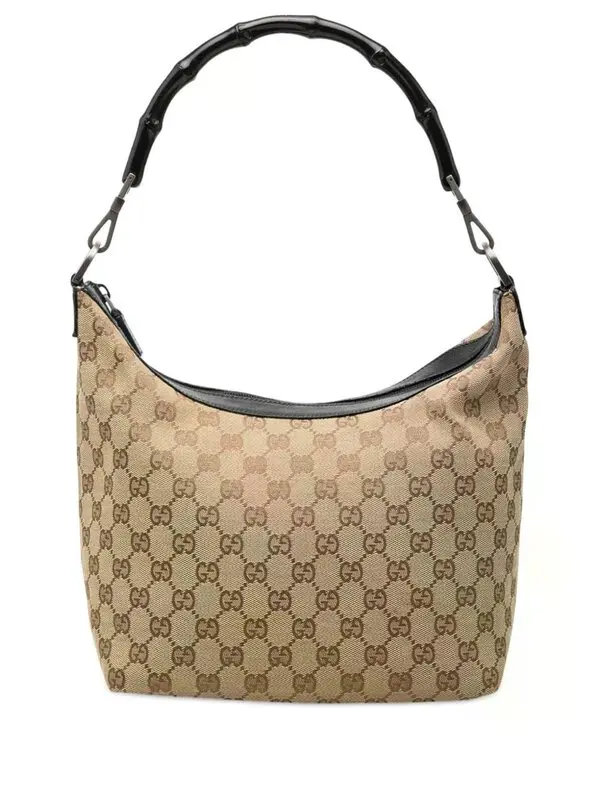 Gucci 2000-2015 Gg Canvas Bamboo Shoulder Bag - Neutrals