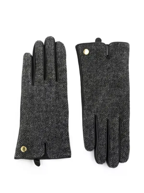 Barbour Tweed-effect Leather-trim Gloves - Grey