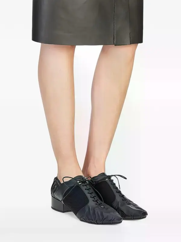 FERRAGAMO Lace-up Gathered Derby Shoes - Black