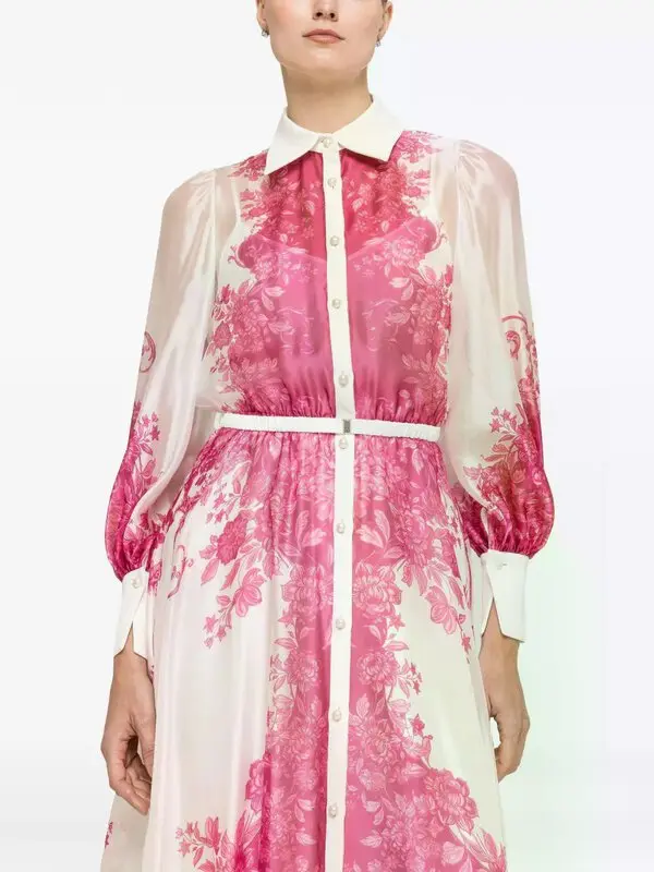 NISSA Printed Organza Midi Dress