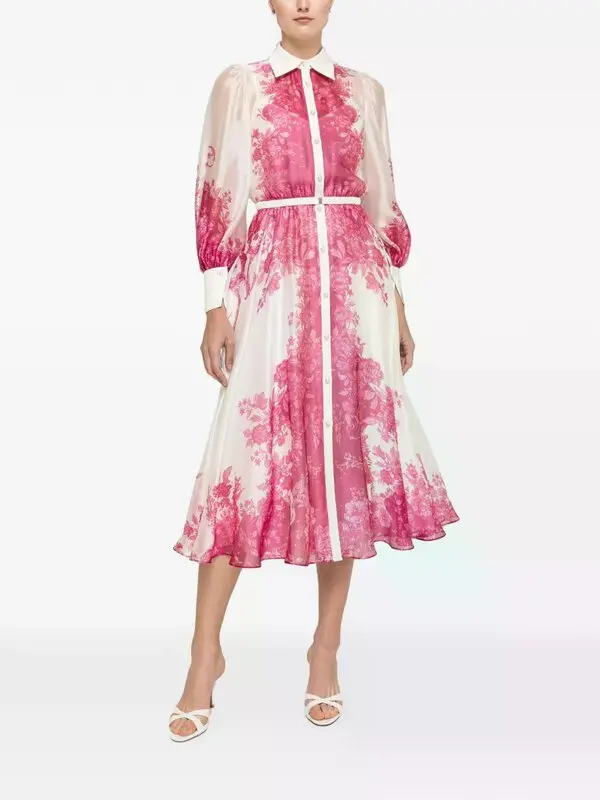 NISSA Printed Organza Midi Dress