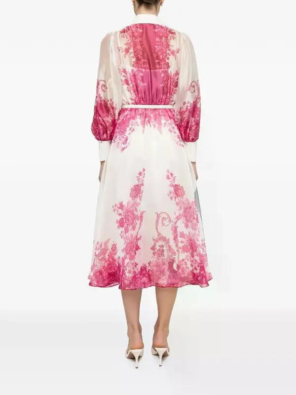 NISSA Printed Organza Midi Dress