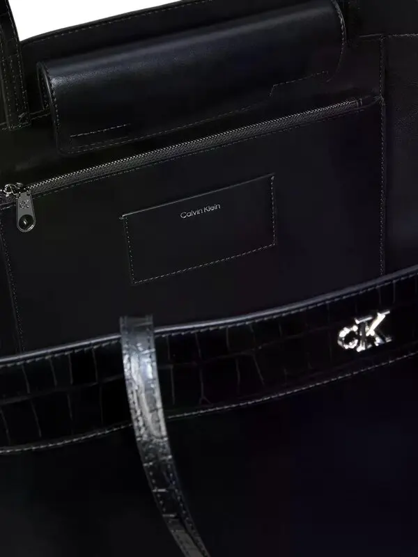 Calvin Klein Large Monogram Croc-effect Trim Tote Bag