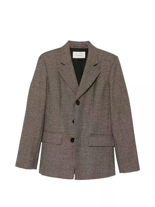 AMI Paris Check Single-breasted Coat - Brown