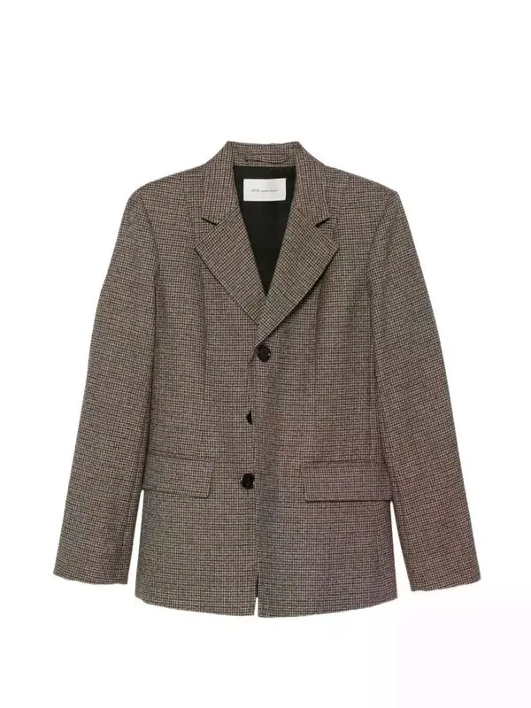 AMI Paris Check Single-breasted Coat - Brown