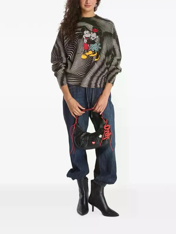 Desigual Mickey Mouse Graphic Print Intarsia Knit Sweater