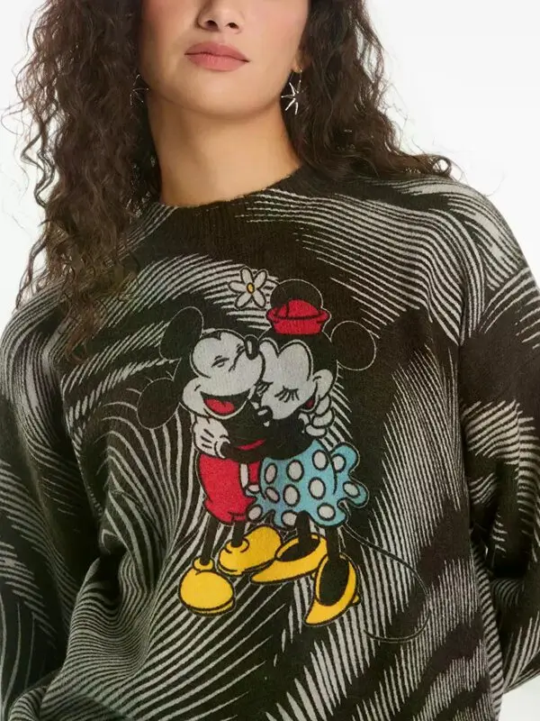 Desigual Mickey Mouse Graphic Print Intarsia Knit Sweater