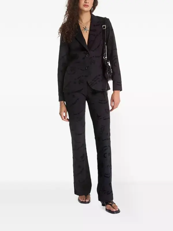 Desigual Graphic-print Button-up Blazer - Black