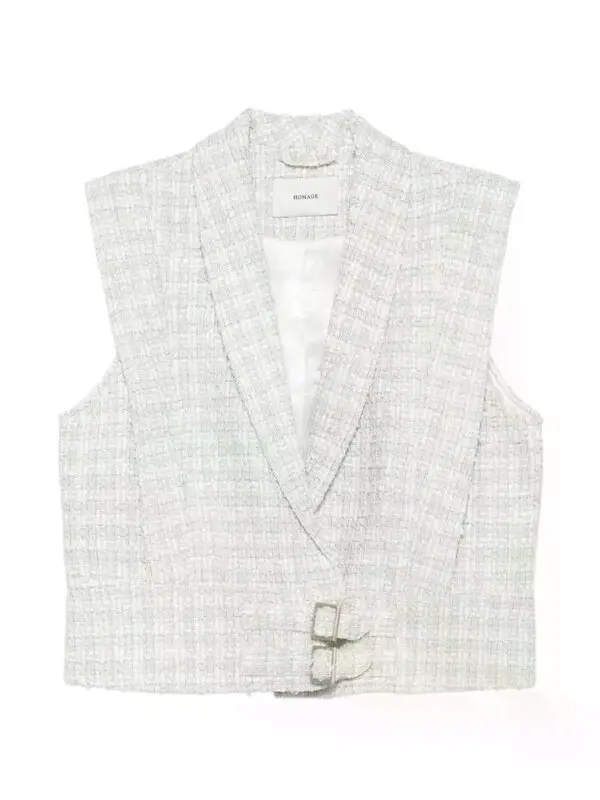 HOMAGE Tweed Buckle-fastening Waistcoat - White