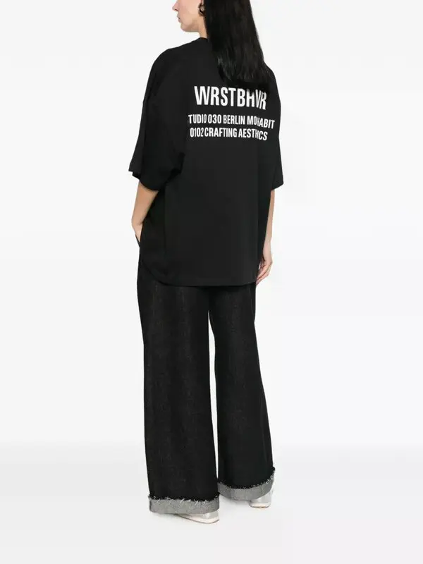 WRSTBHVR Logo-print Drop-shoulder T-shirt