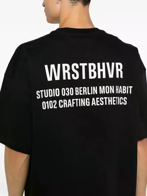 WRSTBHVR Logo-print Drop-shoulder T-shirt