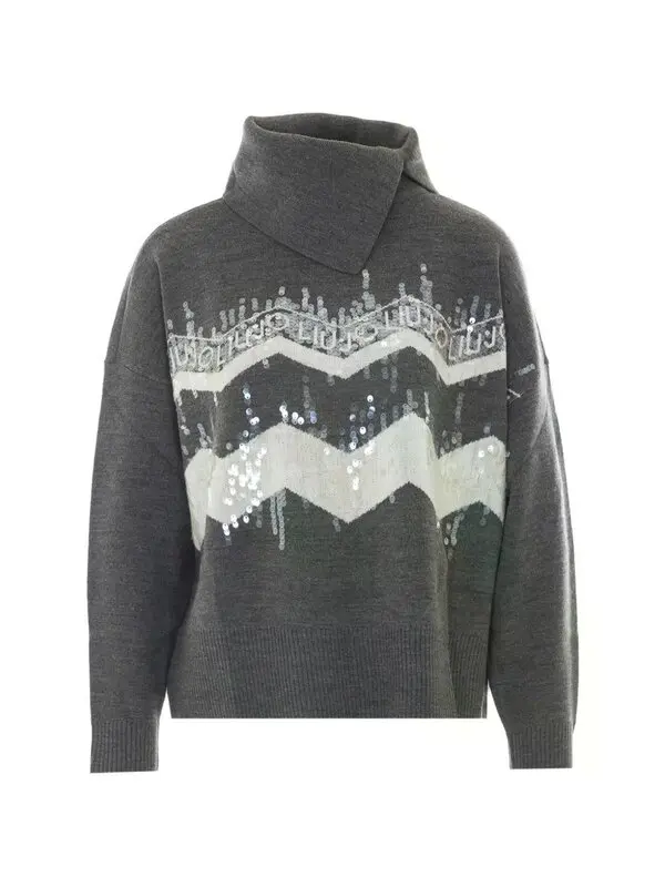 Liu Jo Jacquard Sweater In Wool Blend
