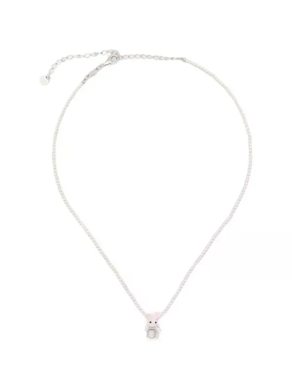 YVMIN Woven Mini Rabbit Pendant Necklace - Silver