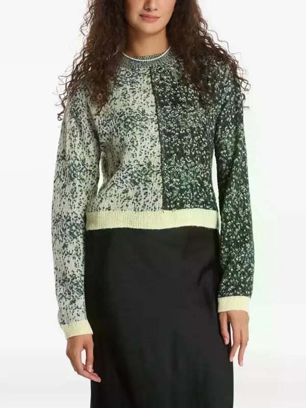 Desigual Two-tone Floral-print Sweater - Green