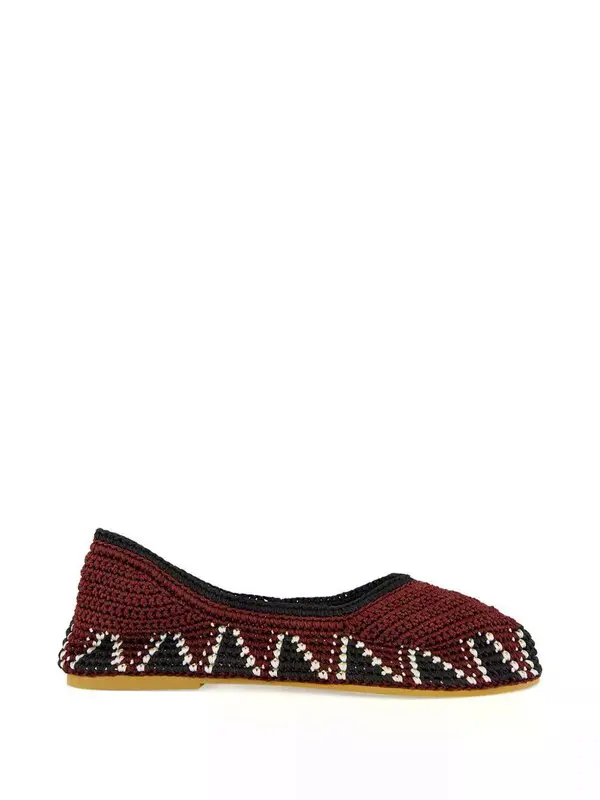 KASHURA Hand-crocheted Pattern Ballet Flats - Red