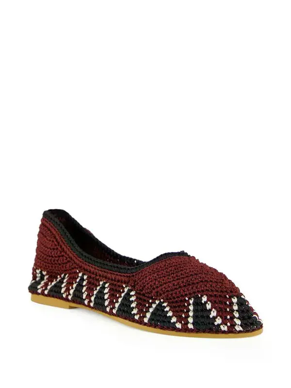 KASHURA Hand-crocheted Pattern Ballet Flats - Red