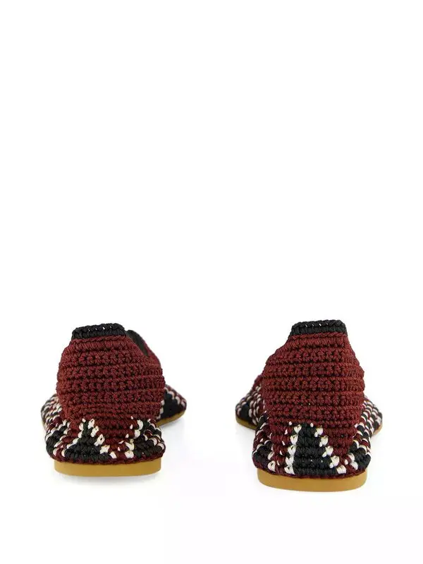 KASHURA Hand-crocheted Pattern Ballet Flats - Red