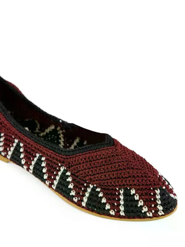 KASHURA Hand-crocheted Pattern Ballet Flats - Red