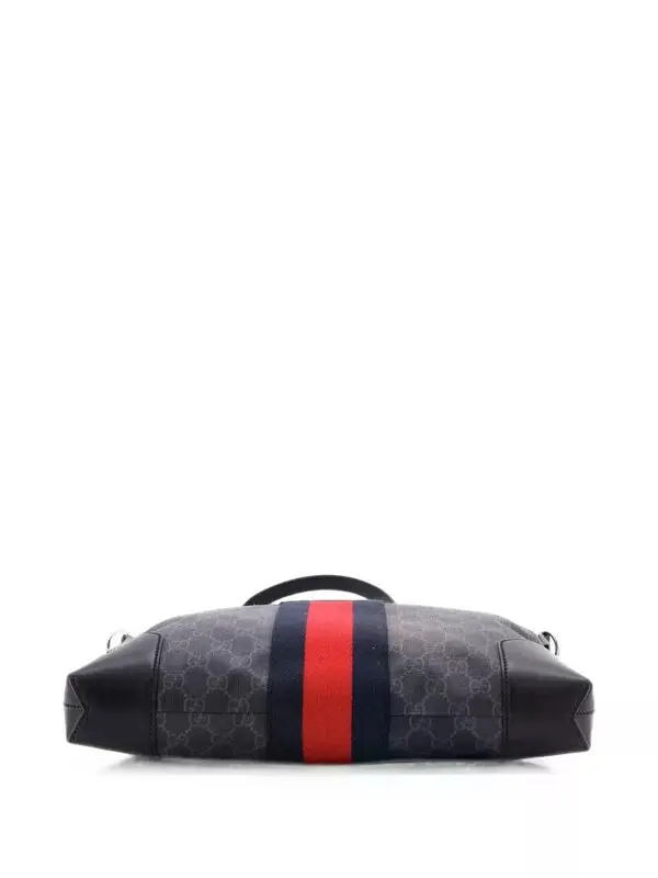 Gucci Web Zip Flat Messenger Gg Coated Canvas Medium Crossbody Bag