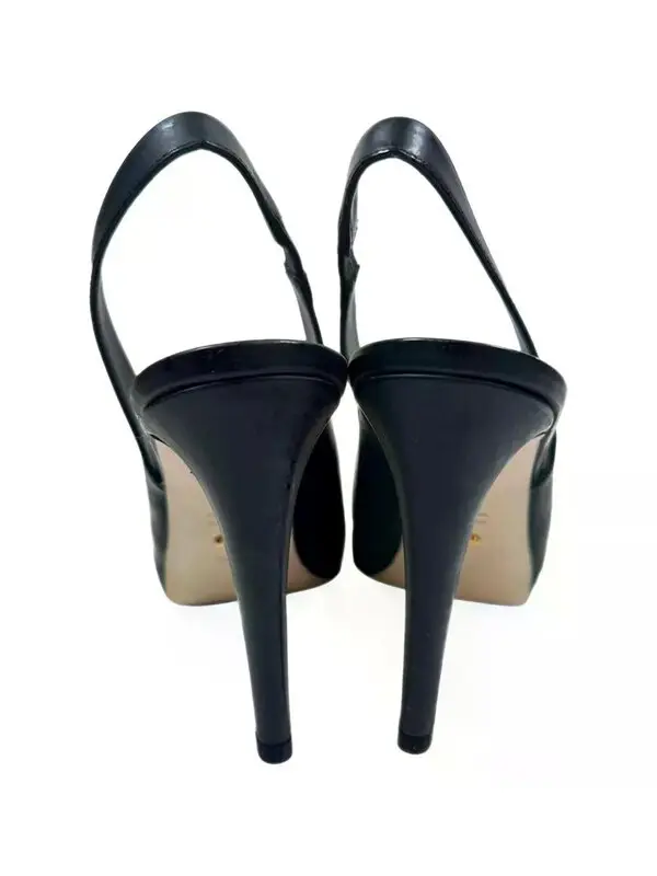 SERGIO ROSSI Peep-toe Slingback Leather Pumps