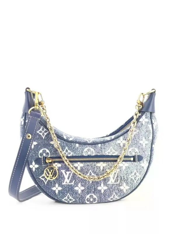 LOUIS VUITTON Loop Handbag Monogram Jacquard Denim Hobo Bag - Blue